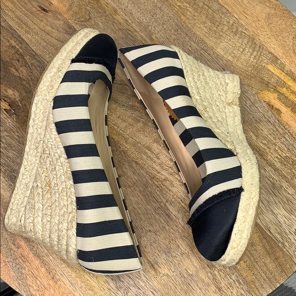 J. Crew | Shoes | J Crew Seville Canvas And Satin Wedge Espadrilles ...